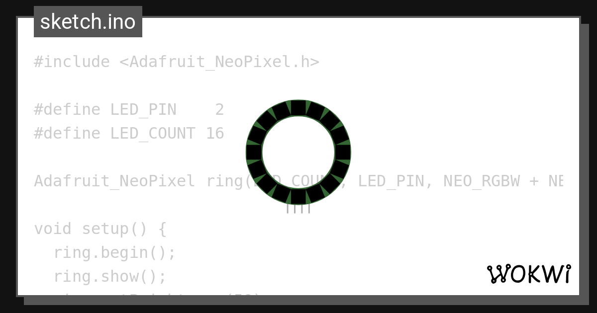 NoePixel Ring - Wokwi ESP32, STM32, Arduino Simulator NoePixel Ring - Wokwi ESP32, STM32, Arduino Simulator