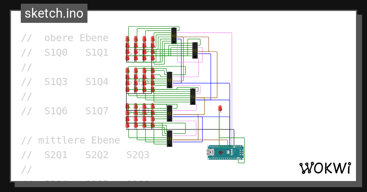 Led Cube 4x4 Wokwi Esp32 Stm32 Arduino Simulator