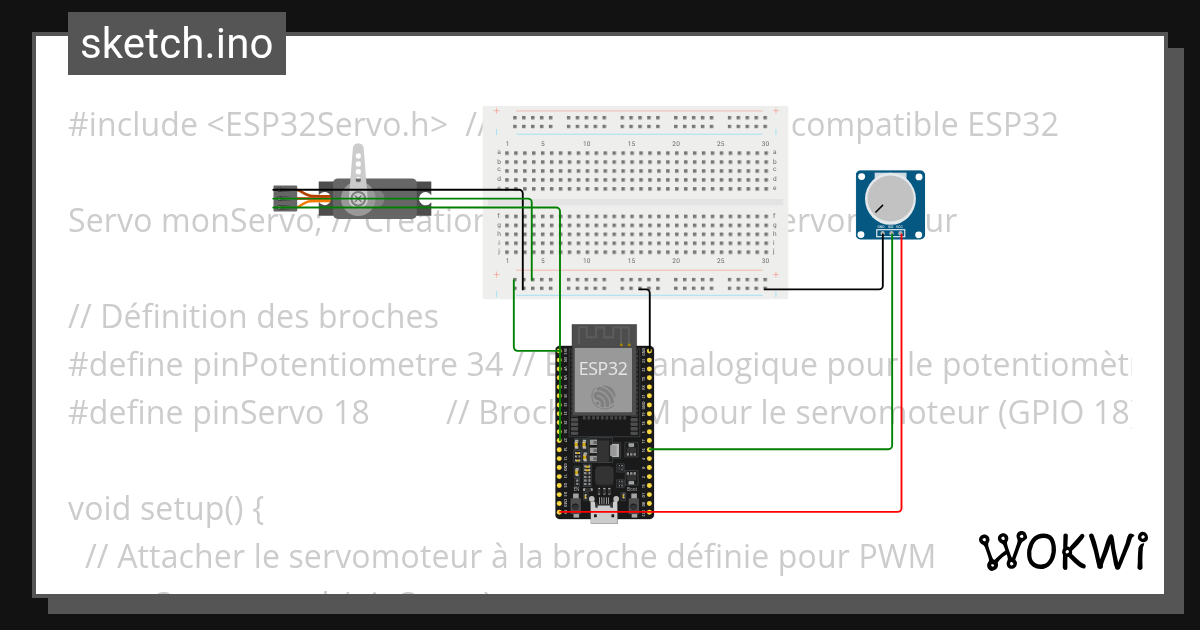 servo moteur - Wokwi ESP32, STM32, Arduino Simulator