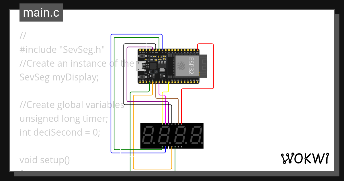 7 Seg 4 Digi con Esp32 - 01 - Wokwi ESP32, STM32, Arduino Simulator
