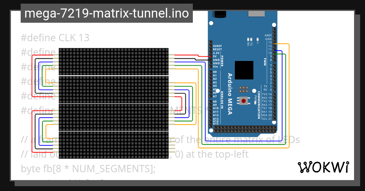 Max7219 Font 16x16 - Wokwi ESP32, STM32, Arduino Simulator