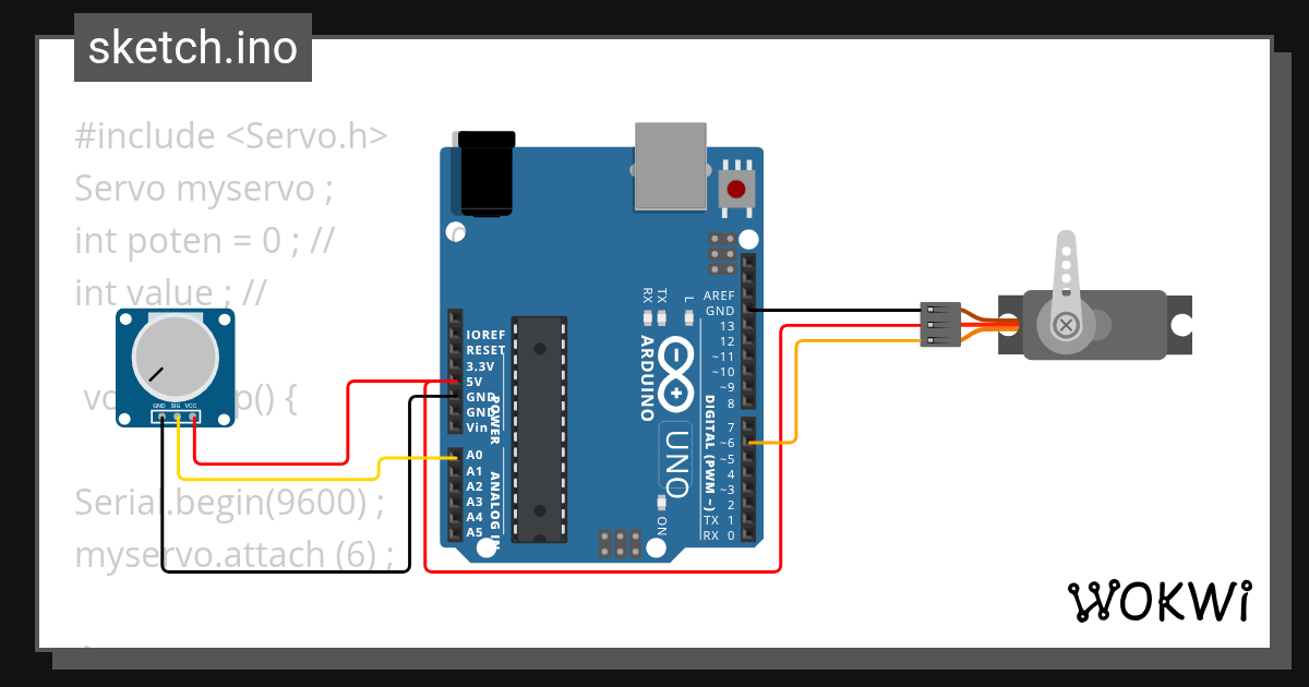 SERVO MOTOR WITH POTENTIOMETER - Wokwi ESP32, STM32, Arduino Simulator SERVO MOTOR WITH POTENTIOMETER - Wokwi ESP32, STM32, Arduino Simulator