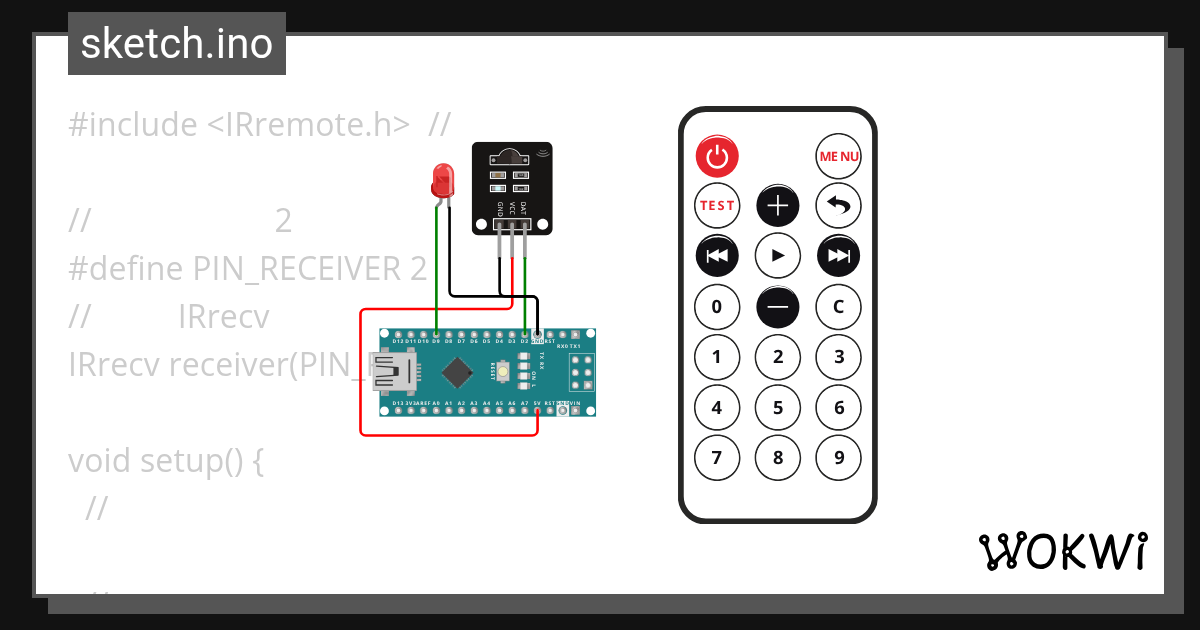 红外控制灯 Wokwi Esp32 Stm32 Arduino Simulator