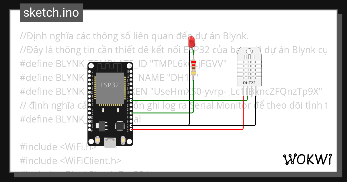 Blynk LED&DHT11 - Wokwi ESP32, STM32, Arduino Simulator