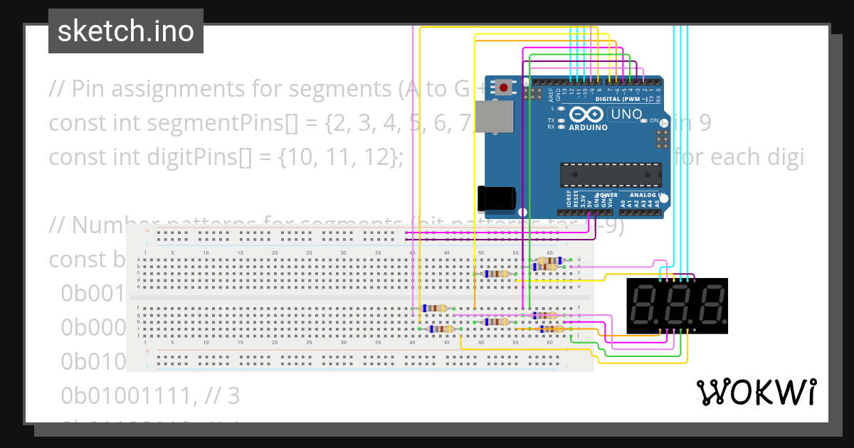 QUIÑONES_3 Digits Seven-Segment Display - Wokwi ESP32, STM32, Arduino Simulator