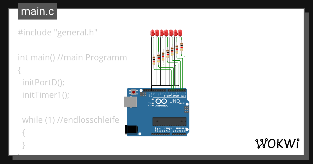 Lauflicht - Wokwi ESP32, STM32, Arduino Simulator Lauflicht - Wokwi ESP32, STM32, Arduino Simulator