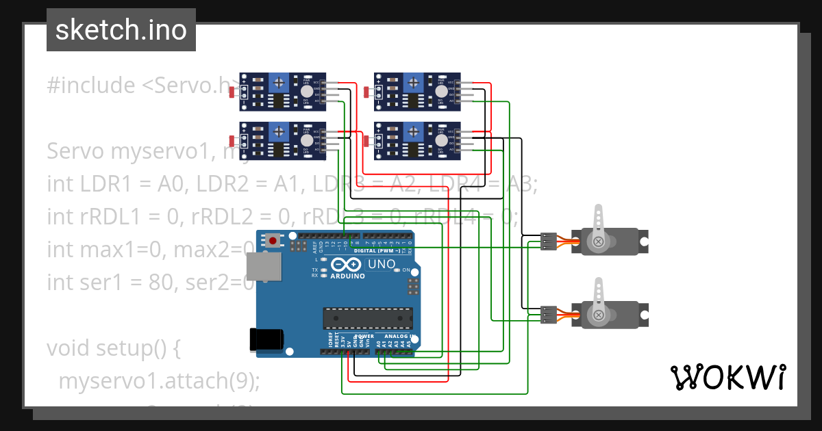 solar tracker - Wokwi ESP32, STM32, Arduino Simulator