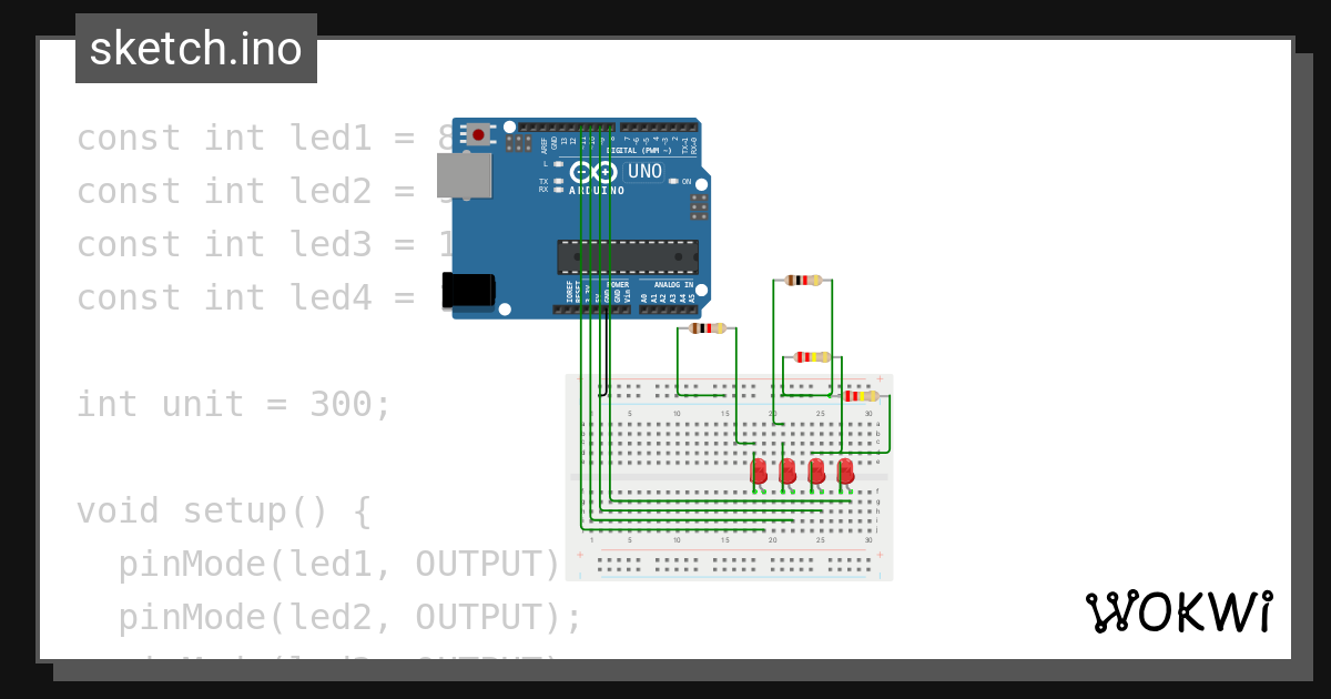 Blinking 4 Light Stay On Correct Wokwi Esp32 Stm32 Arduino Simulator 9732