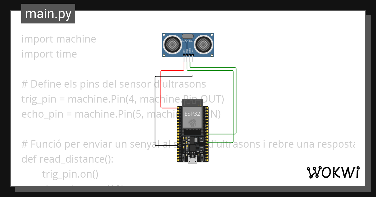 PRÀCTICA 1. SENSOR ULTRASONS - Wokwi ESP32, STM32, Arduino Simulator