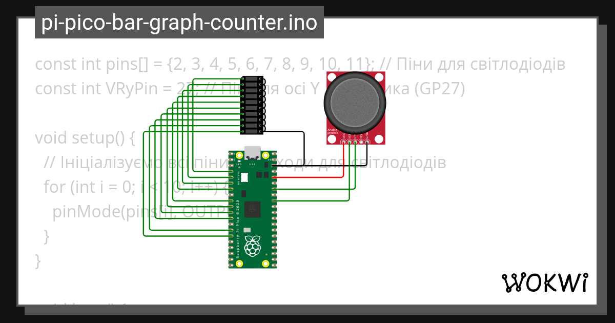 pi-pico-bar-graph-counter.ino Copy - Wokwi ESP32, STM32, Arduino Simulator