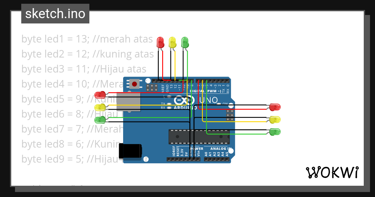 Windam lampu merah - Wokwi ESP32, STM32, Arduino Simulator