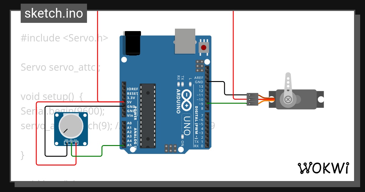 servo motor with Potentiometer - Wokwi ESP32, STM32, Arduino Simulator