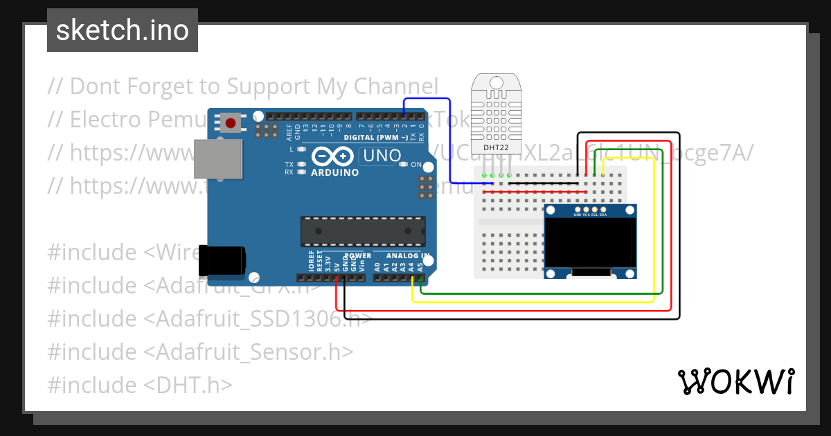 Humidity and Temperature Sensor OLED SSD1306 - Wokwi ESP32, STM32, Arduino Simulator