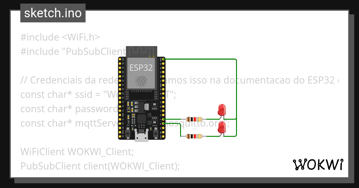 Simulação Conexão Esp32 Wokwi Esp32 Stm32 Arduino Simulator 