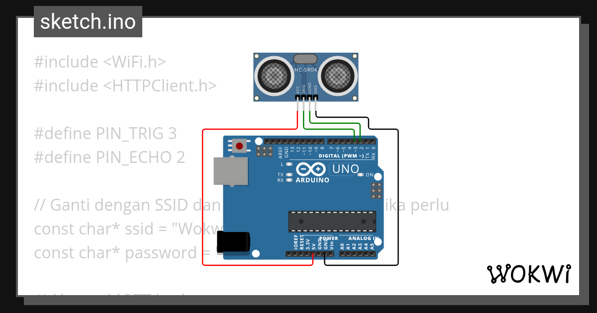 Arduino x HC-SR04 - Wokwi ESP32, STM32, Arduino Simulator