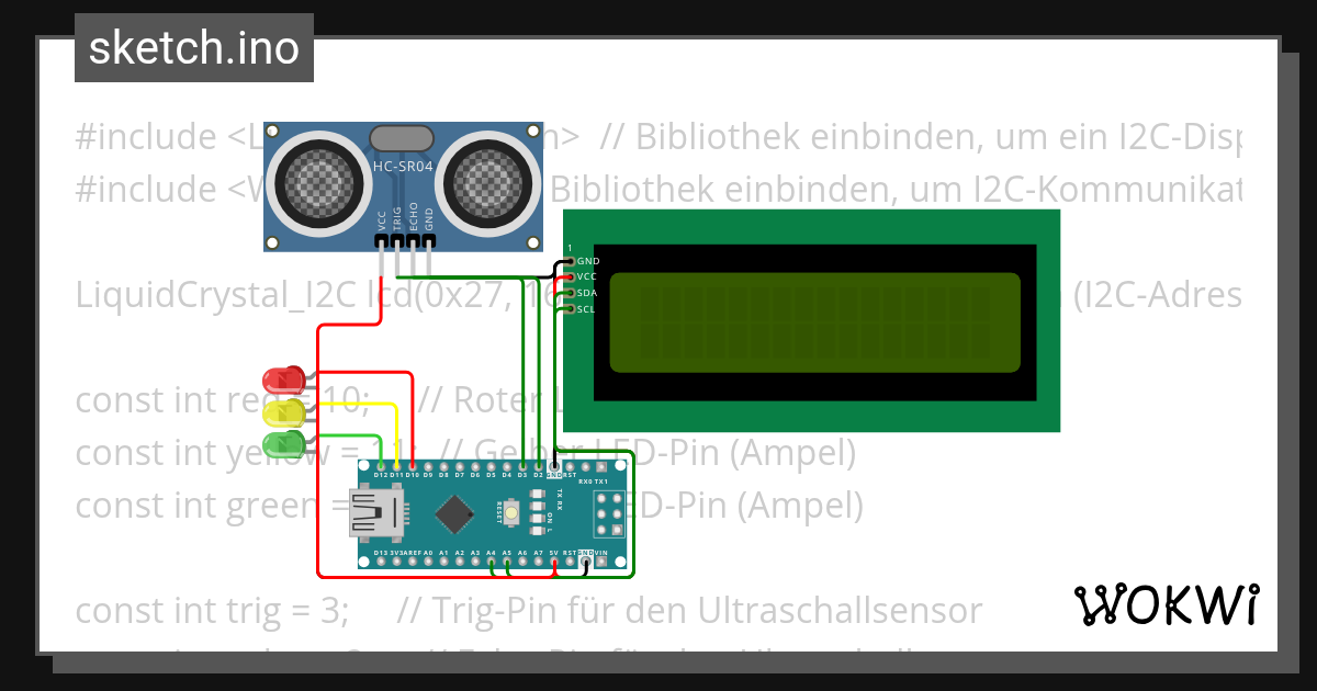 distanzmessung mit led notizen von chatgpt - Wokwi ESP32, STM32, Arduino Simulator