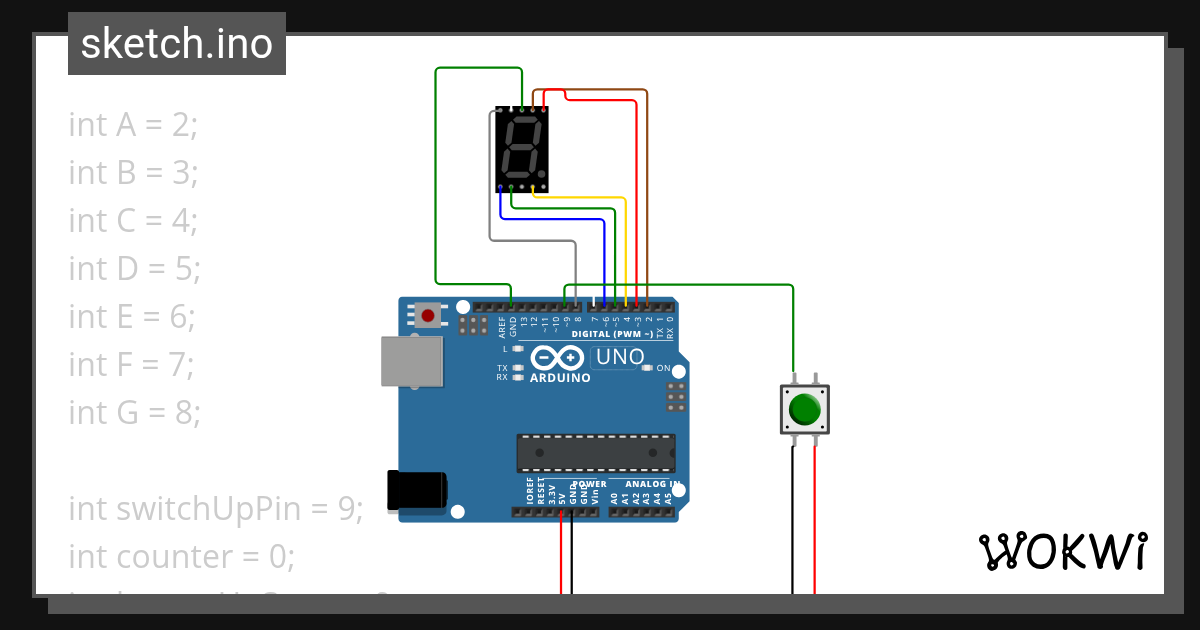 Cathod 7segment Copy increment - Wokwi ESP32, STM32, Arduino Simulator