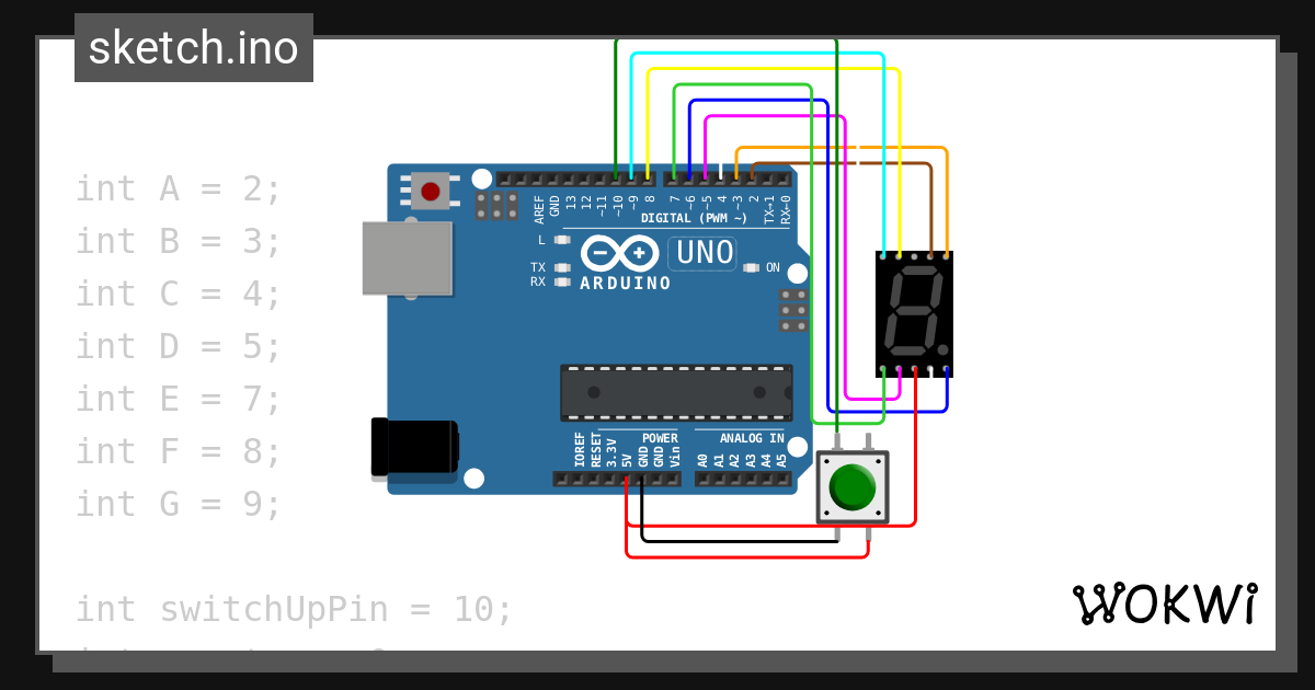 Seven Segment And Push Button Copy Anode Wokwi Esp32 Stm32 Arduino
