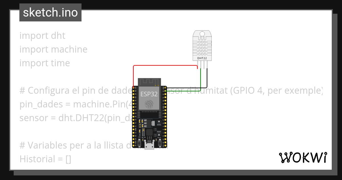pPRÀCTICA 2. SENSOR HUMITAT I TEMPERATURA - Wokwi ESP32, STM32, Arduino Simulator