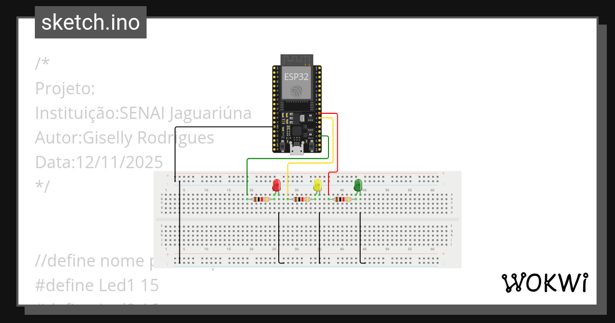 Semáforo Simples Wokwi Esp32 Stm32 Arduino Simulator 