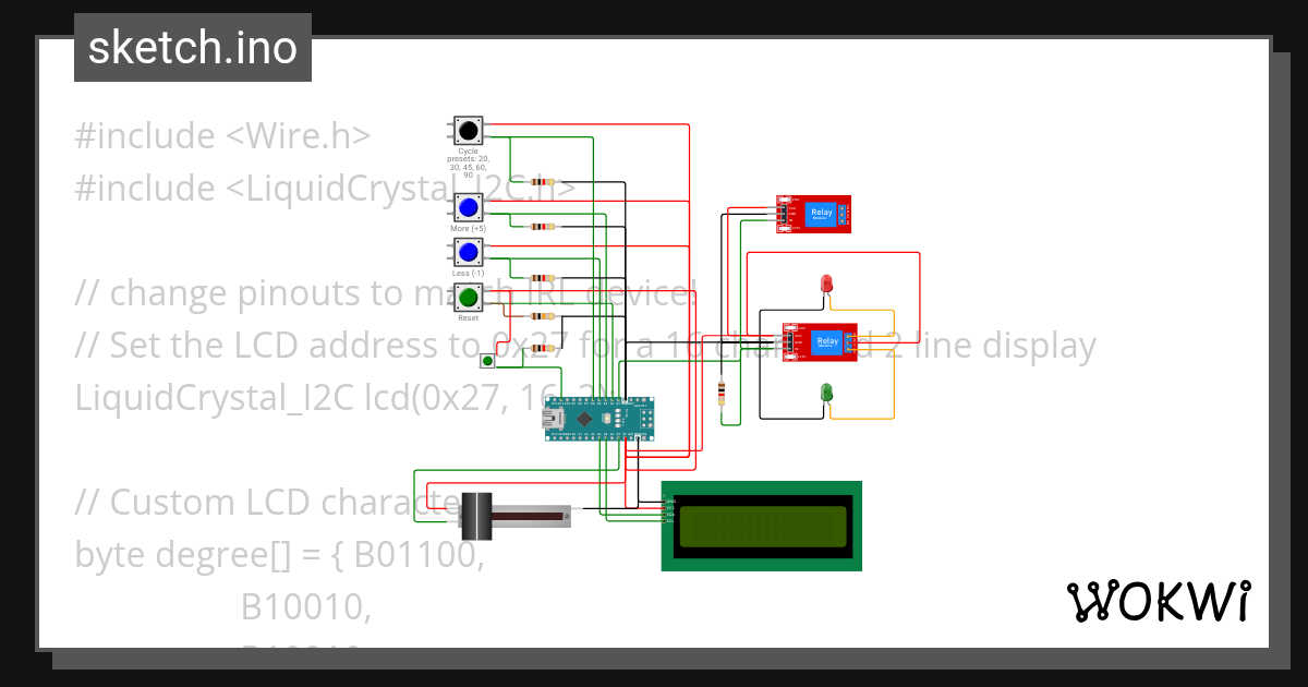 LCD 16x2 I2C custom ALFRA bend sensor Copy - Wokwi ESP32, STM32, Arduino Simulator