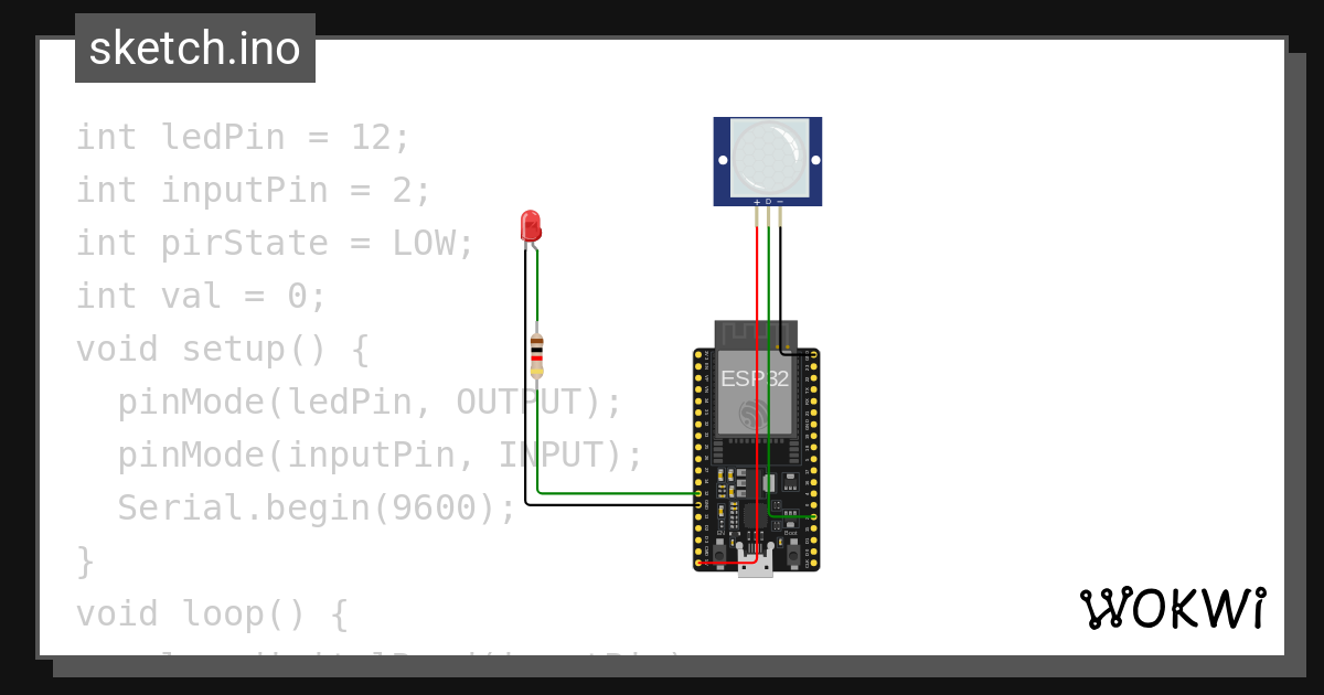 Датчик движения Wokwi Esp32 Stm32 Arduino Simulator