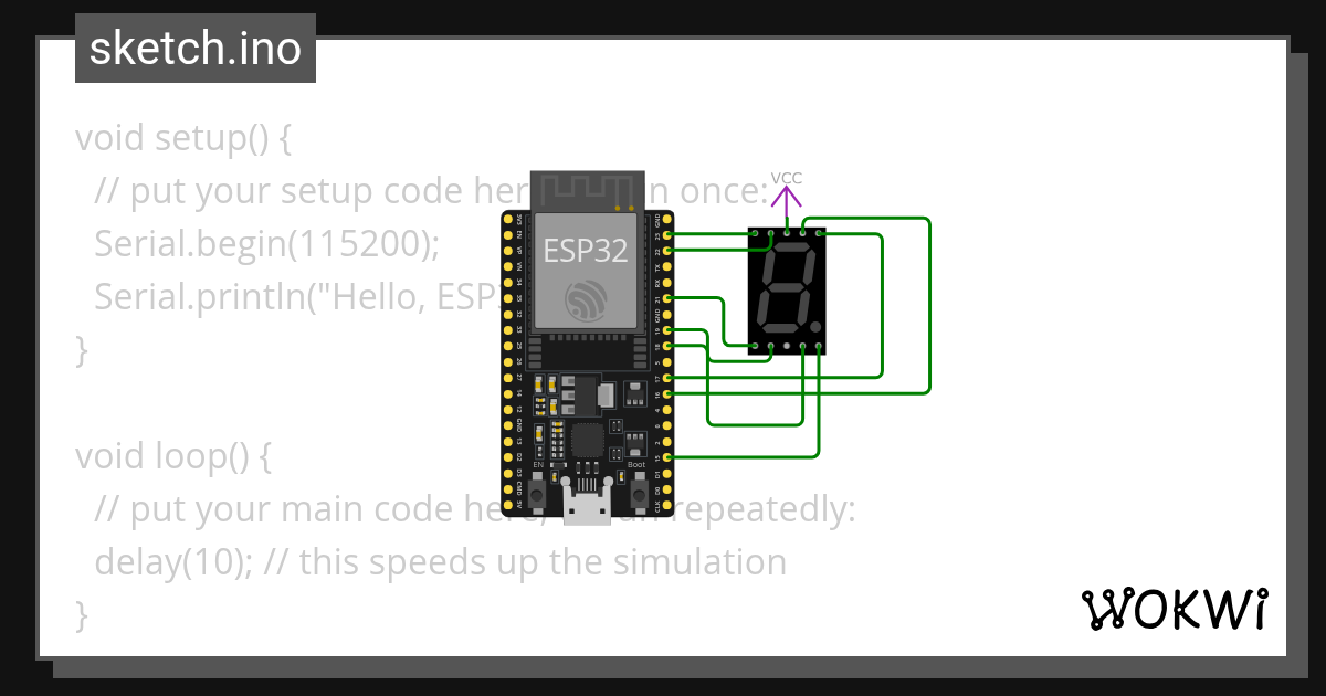 esp 32 7 segement - Wokwi ESP32, STM32, Arduino Simulator