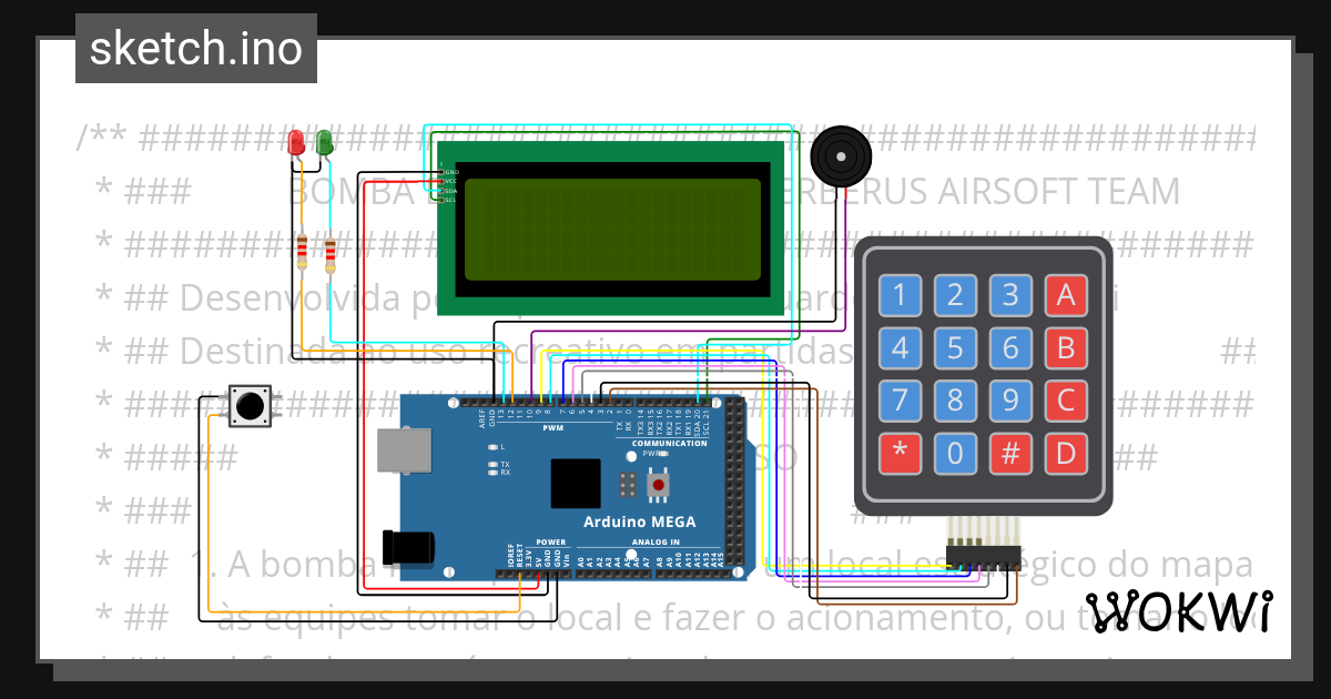 Bomba Finalizada Arduino MEGA Copy - Wokwi ESP32, STM32, Arduino Simulator