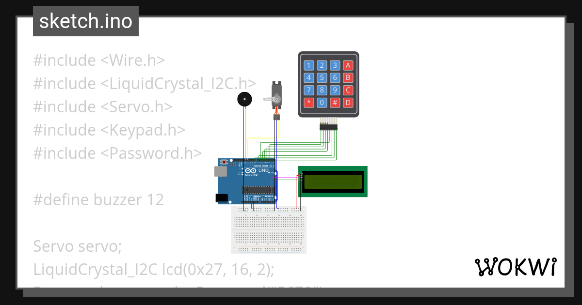 4x3 - SIMPLE PASSWORD AUTHENTICATION SYSTEM with reset - Wokwi ESP32, STM32, Arduino Simulator