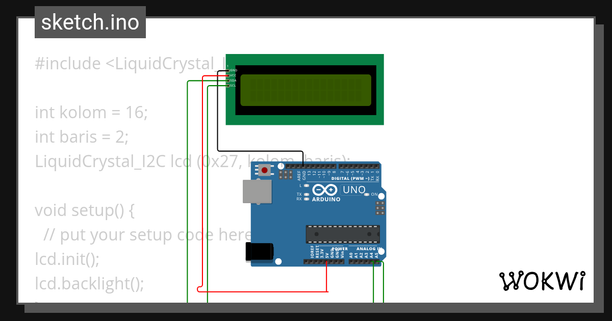 Text berjalan - Wokwi ESP32, STM32, Arduino Simulator