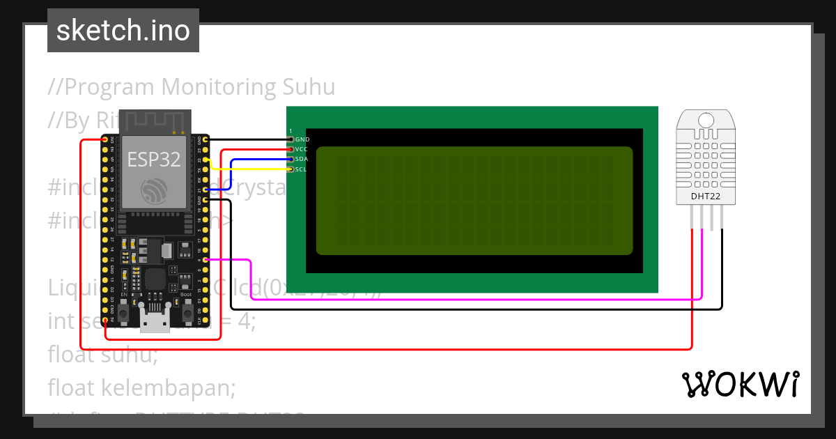 Praktikum 5 Monitoring Suhu DHT - Wokwi ESP32, STM32, Arduino Simulator