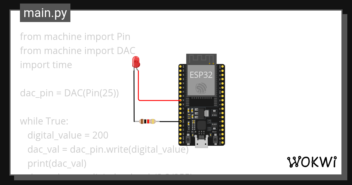 DAC Led - Wokwi ESP32, STM32, Arduino Simulator DAC Led - Wokwi ESP32, STM32, Arduino Simulator