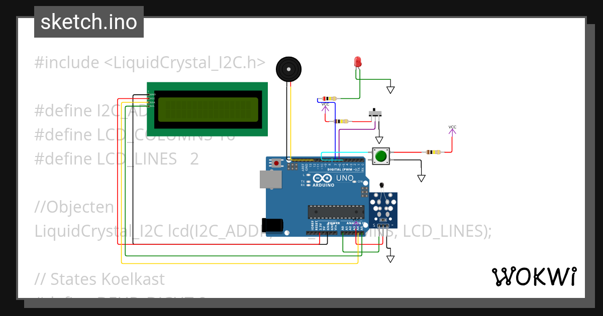 Les 10 temperatuur buzzer - Wokwi ESP32, STM32, Arduino Simulator