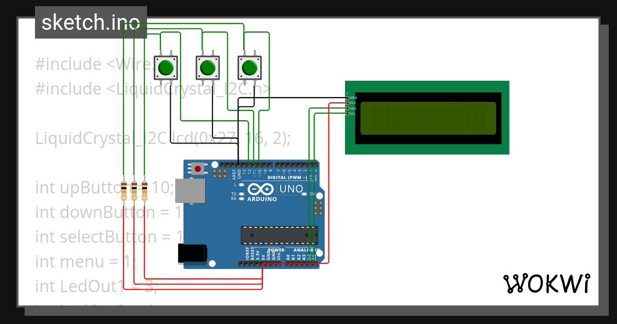 LCD menu - Wokwi ESP32, STM32, Arduino Simulator