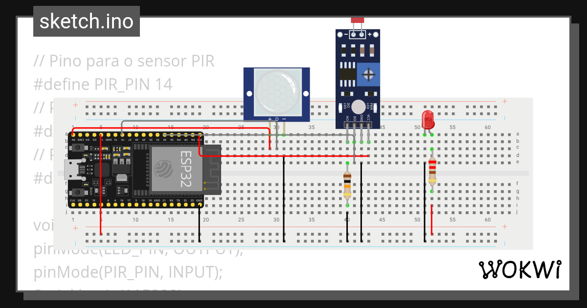 P2_Sensores de movimento e luminosidade - Wokwi ESP32, STM32, Arduino Simulator