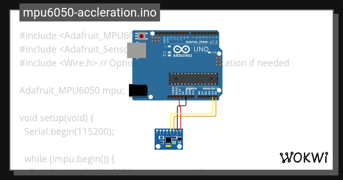 ref GY-521 (MPU 6050) 3-х осевой гироскоп и акселерометр Copy (2) - Wokwi ESP32, STM32, Arduino ...