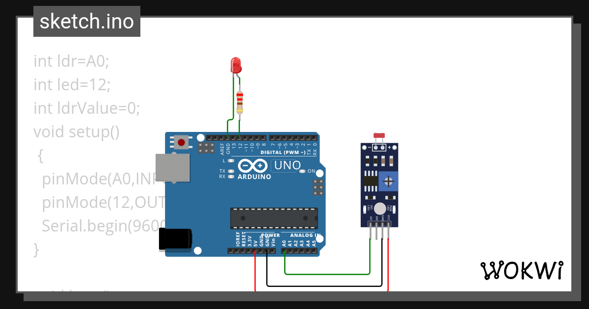 LDR = LED - Wokwi ESP32, STM32, Arduino Simulator LDR = LED - Wokwi ESP32, STM32, Arduino Simulator