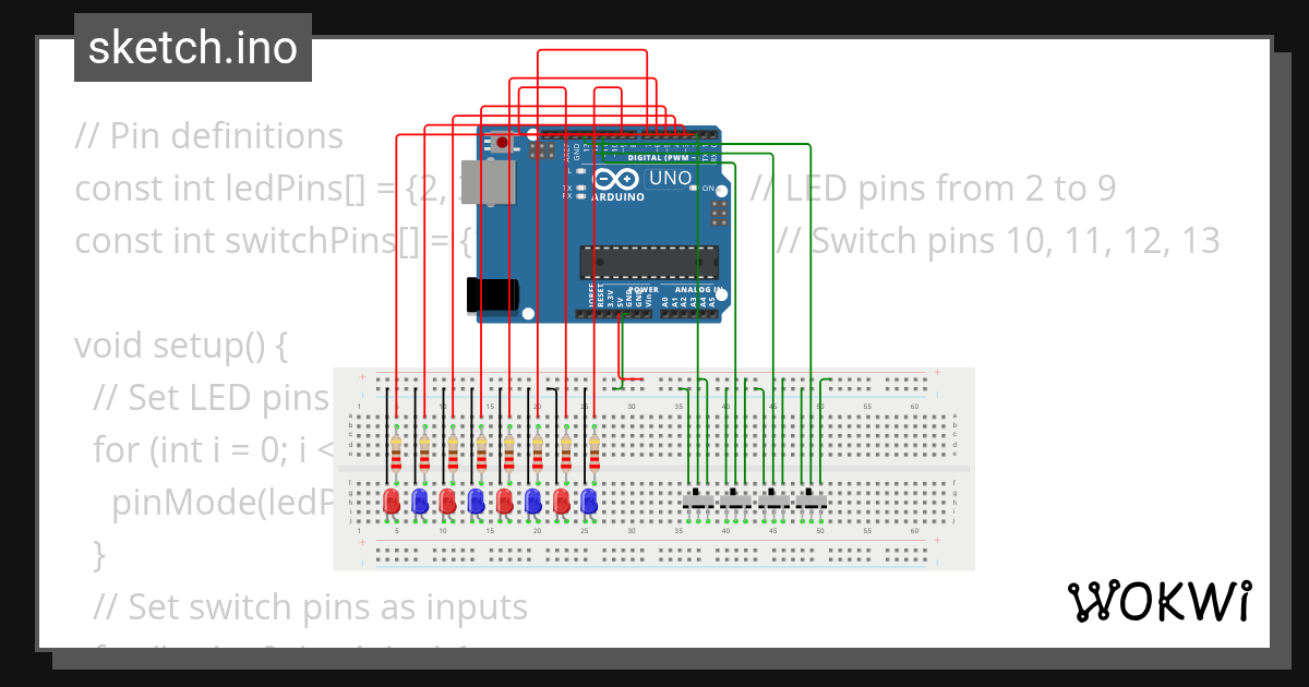dancing light - Wokwi ESP32, STM32, Arduino Simulator