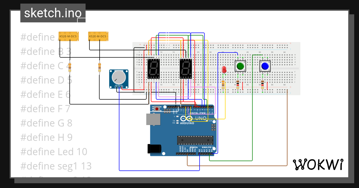 Dual 7 Segment Multi - Wokwi ESP32, STM32, Arduino Simulator