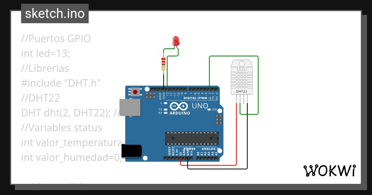 ARDUINO UNO - DHT22 Monitor Serial - Wokwi ESP32, STM32, Arduino Simulator