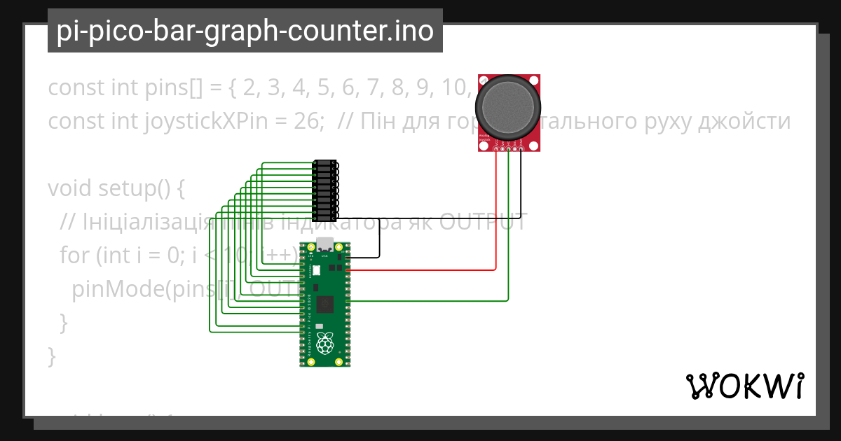 pi-pico-bar-graph-counter.ino Copy - Wokwi ESP32, STM32, Arduino Simulator