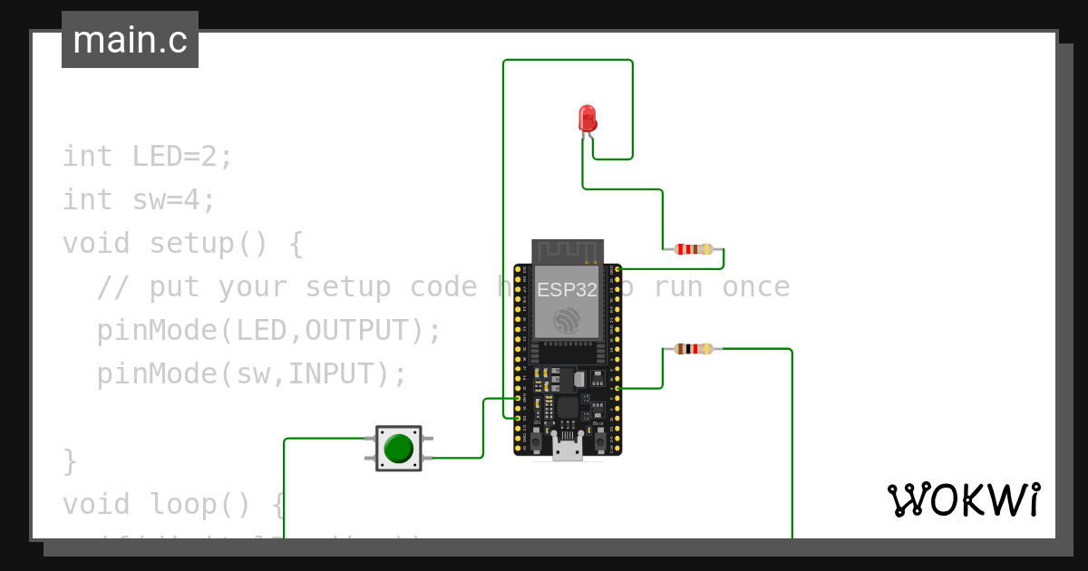 Led And Switch Wokwi Esp32 Stm32 Arduino Simulator 0806