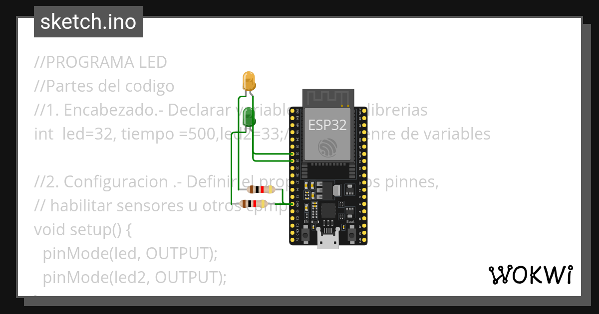 Programa Led Gabo Wokwi Esp32 Stm32 Arduino Simulator 