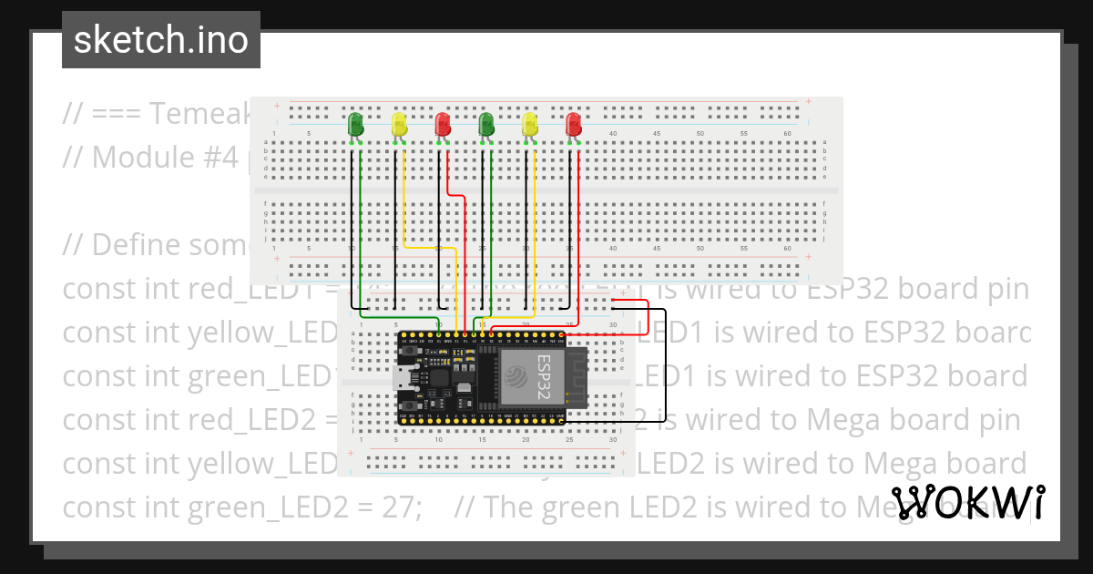 Module 3 - LED Lights - Wokwi ESP32, STM32, Arduino Simulator