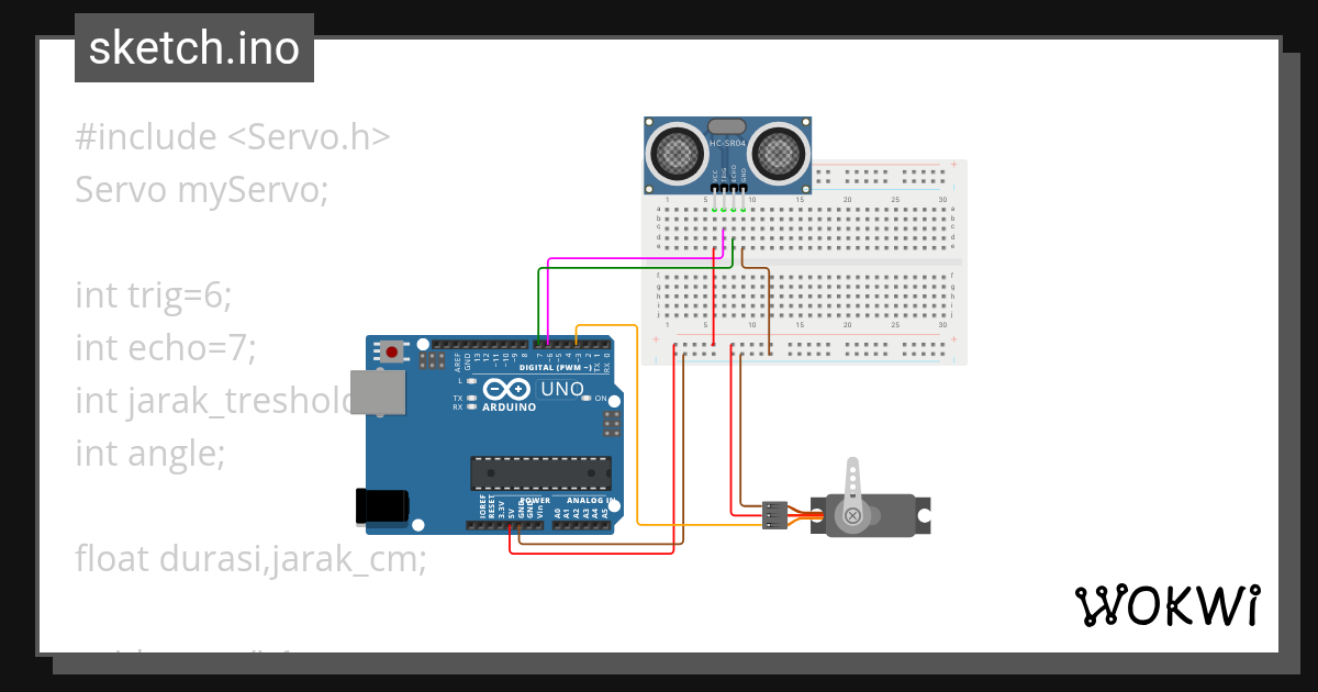 Servo Dan Ultra Sonik Wokwi Esp32 Stm32 Arduino Simulator 