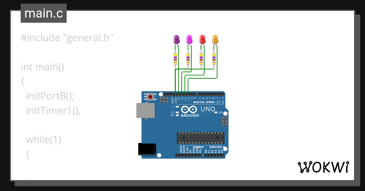 Lauflicht Timer1 Wokwi Esp32 Stm32 Arduino Simulator 7109
