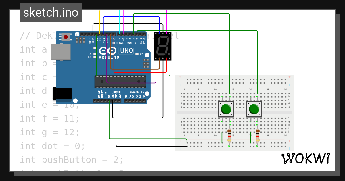 Sevensegmen Katoda Wokwi Esp32 Stm32 Arduino Simulator 8386