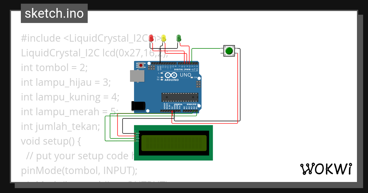 lcd button, led - Wokwi ESP32, STM32, Arduino Simulator