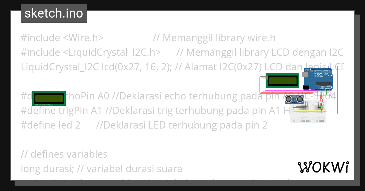 pengukuran jarak zakywatsiq 9b - Wokwi ESP32, STM32, Arduino Simulator
