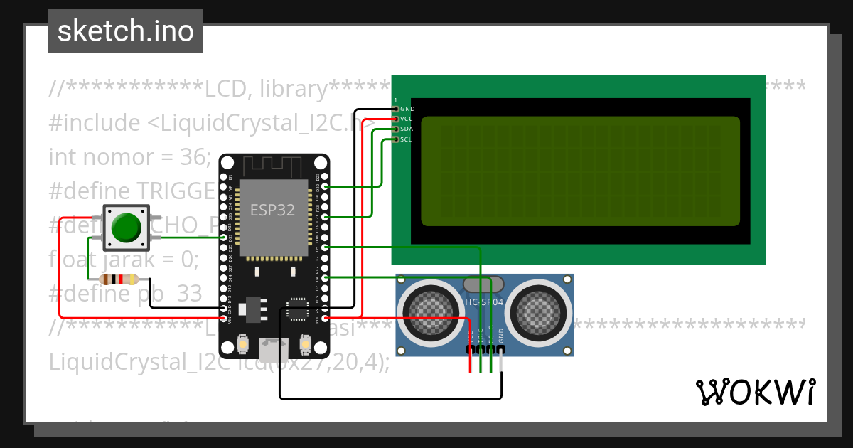 PENGUKUR TINGGI BADAN OTOMATIS JIJAH - Wokwi ESP32, STM32, Arduino Simulator